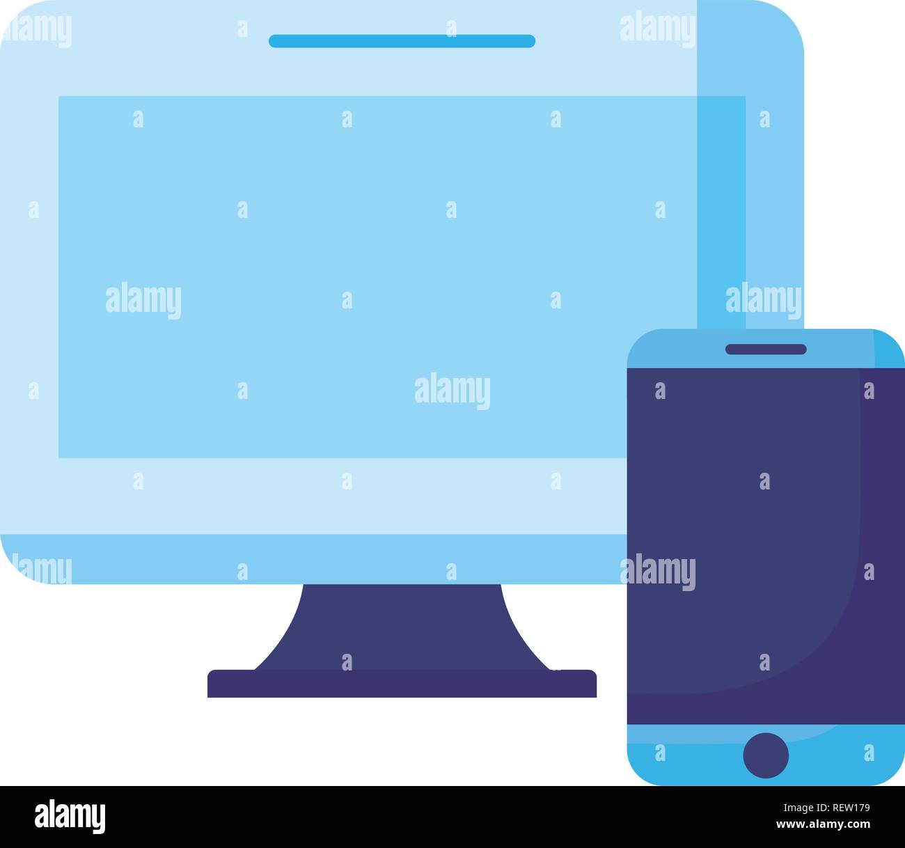 cellphone and computer over white background, vector illustration Stock ...