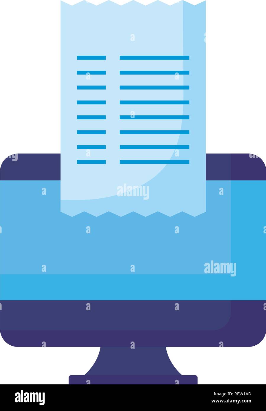 computer and invoice over white background, vector illustration Stock ...