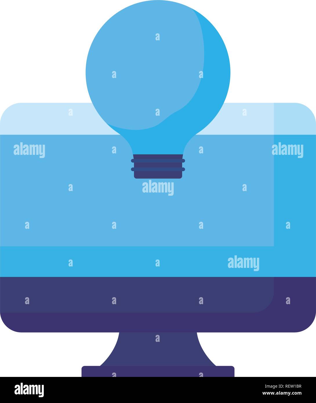 computer and bulb light over white background, vector illustration ...