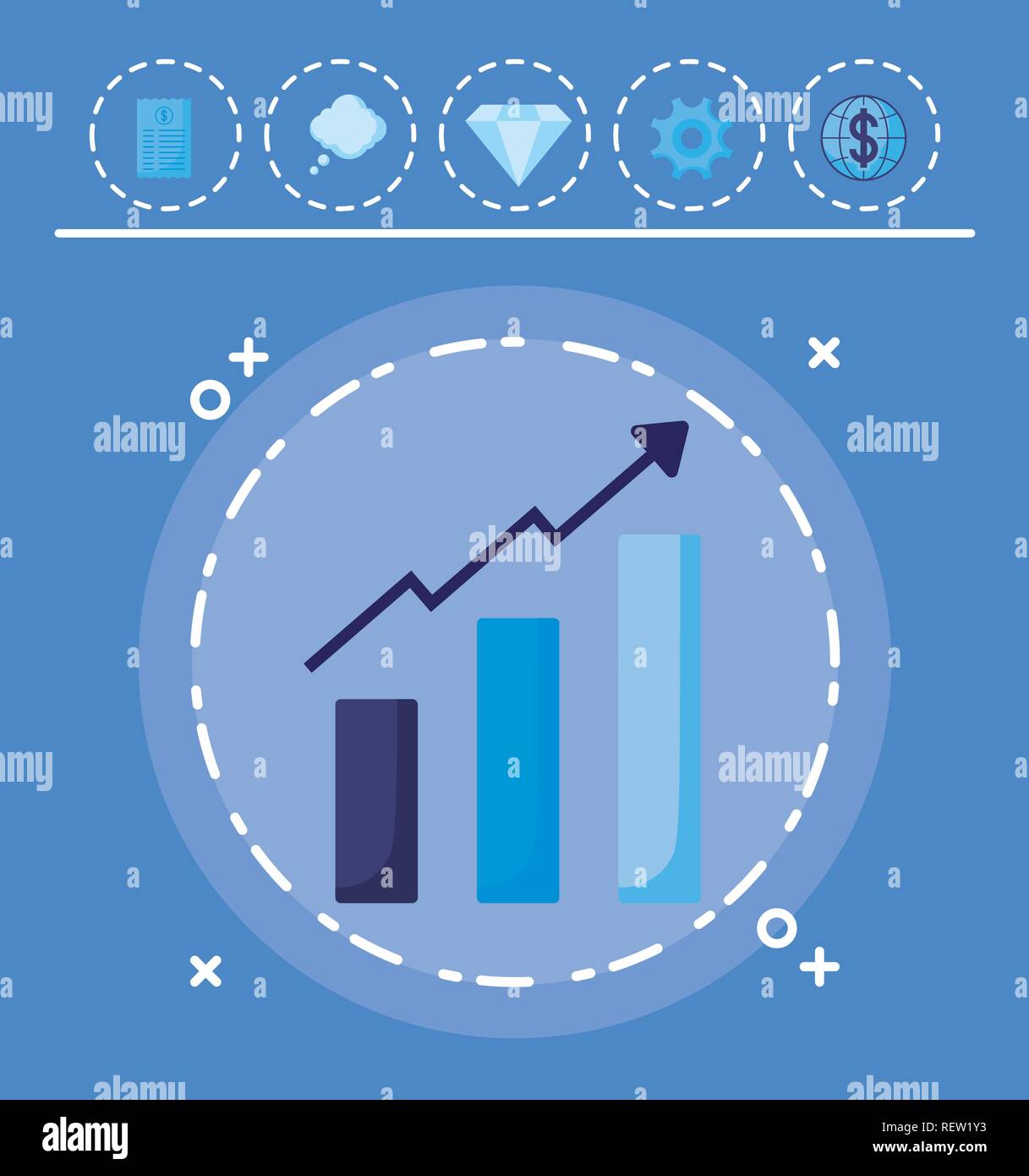 bar chart over blue background, colorful design. vector illustration ...