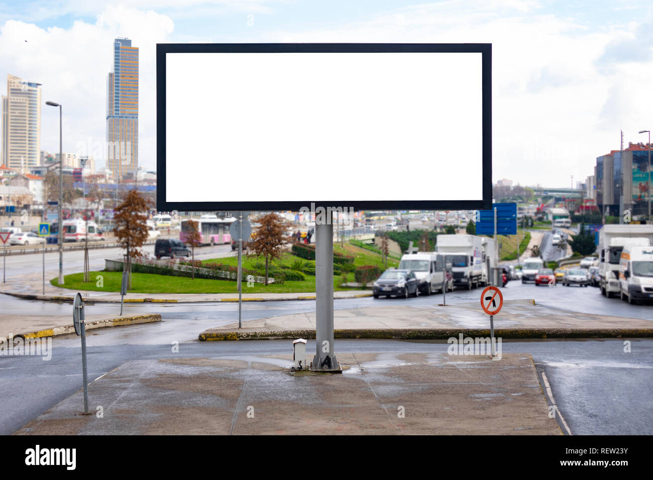 Blank Billboard In City