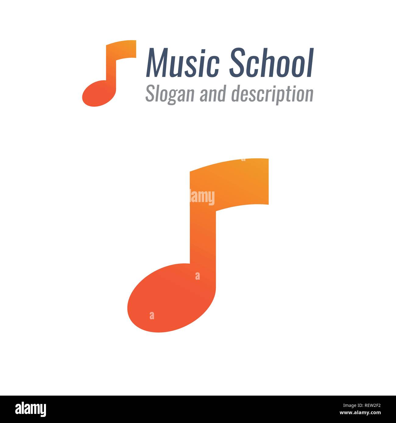 Logo for Music school with musical Note with great shape in warm orange ...