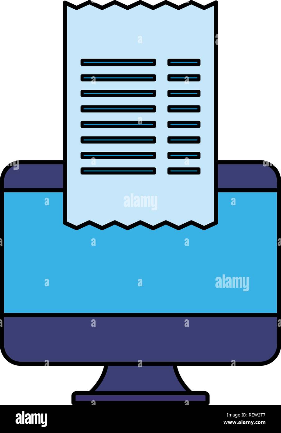 computer and invoice over white background, vector illustration Stock ...