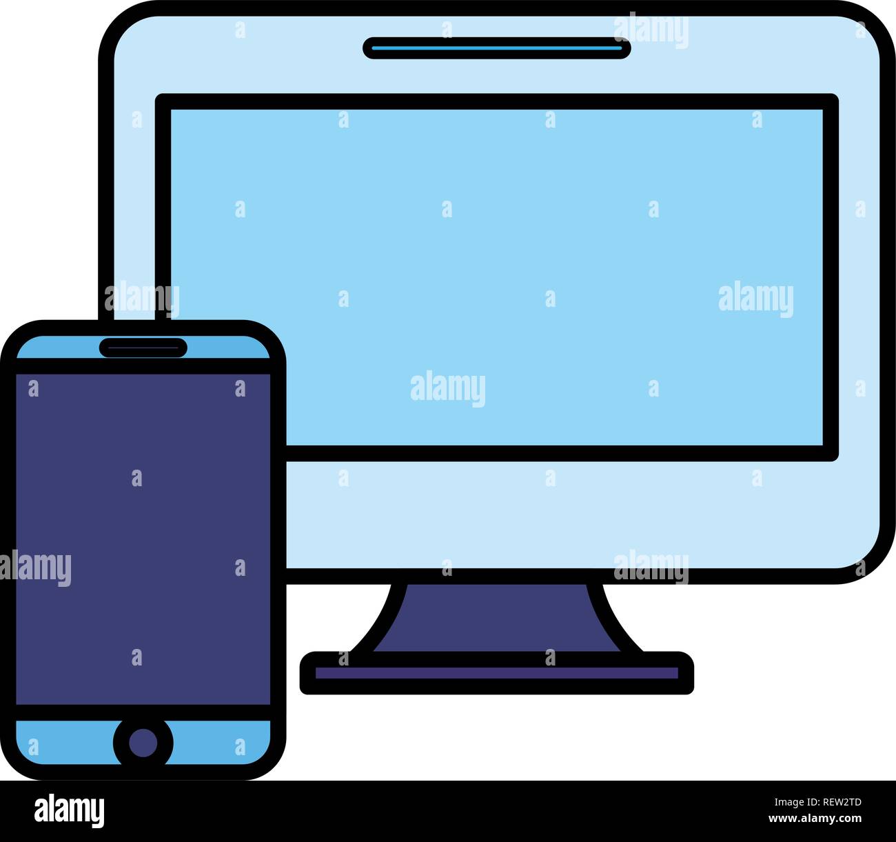 cellphone and computer over white background, vector illustration Stock ...