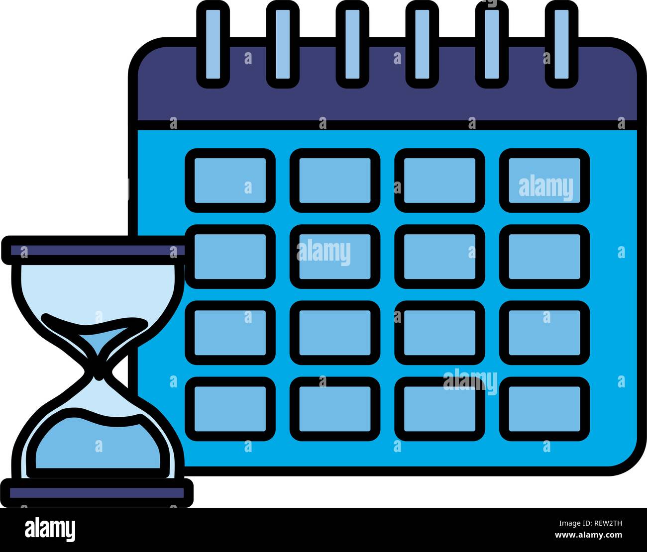hourglass and calendar planner over white background, vector ...