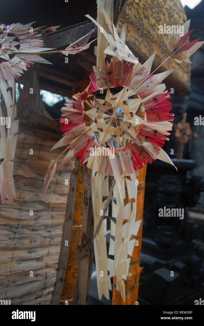 Traditional Balinese offering made for gods hanging outside Hindu ...
