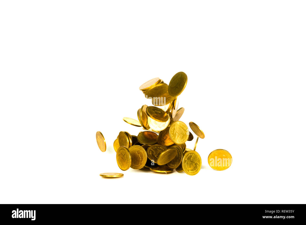 Movement of falling gold coin, flying coin, rain money isolated on ...