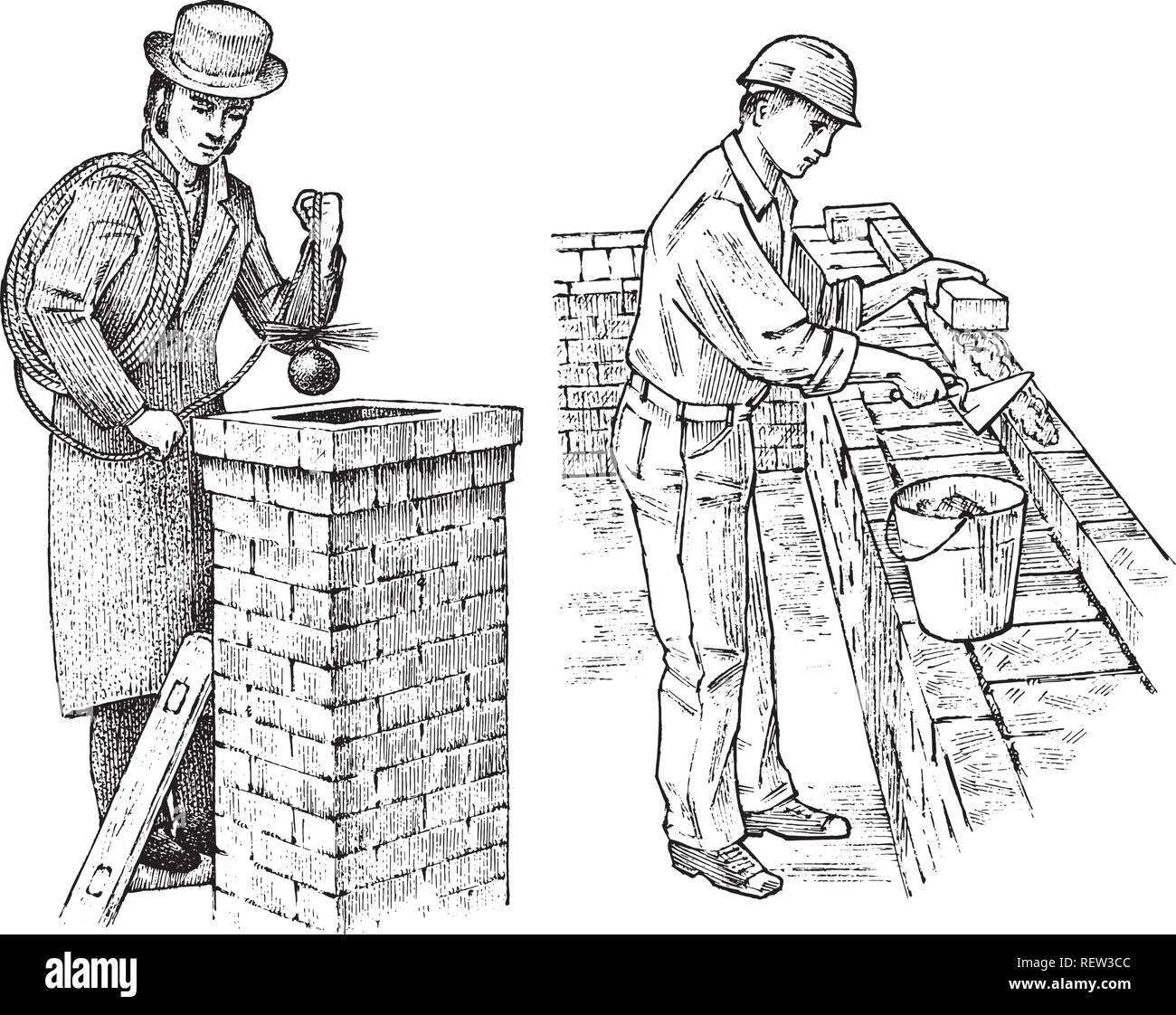 Worker building house in Cut Out Stock Images & Pictures - Alamy