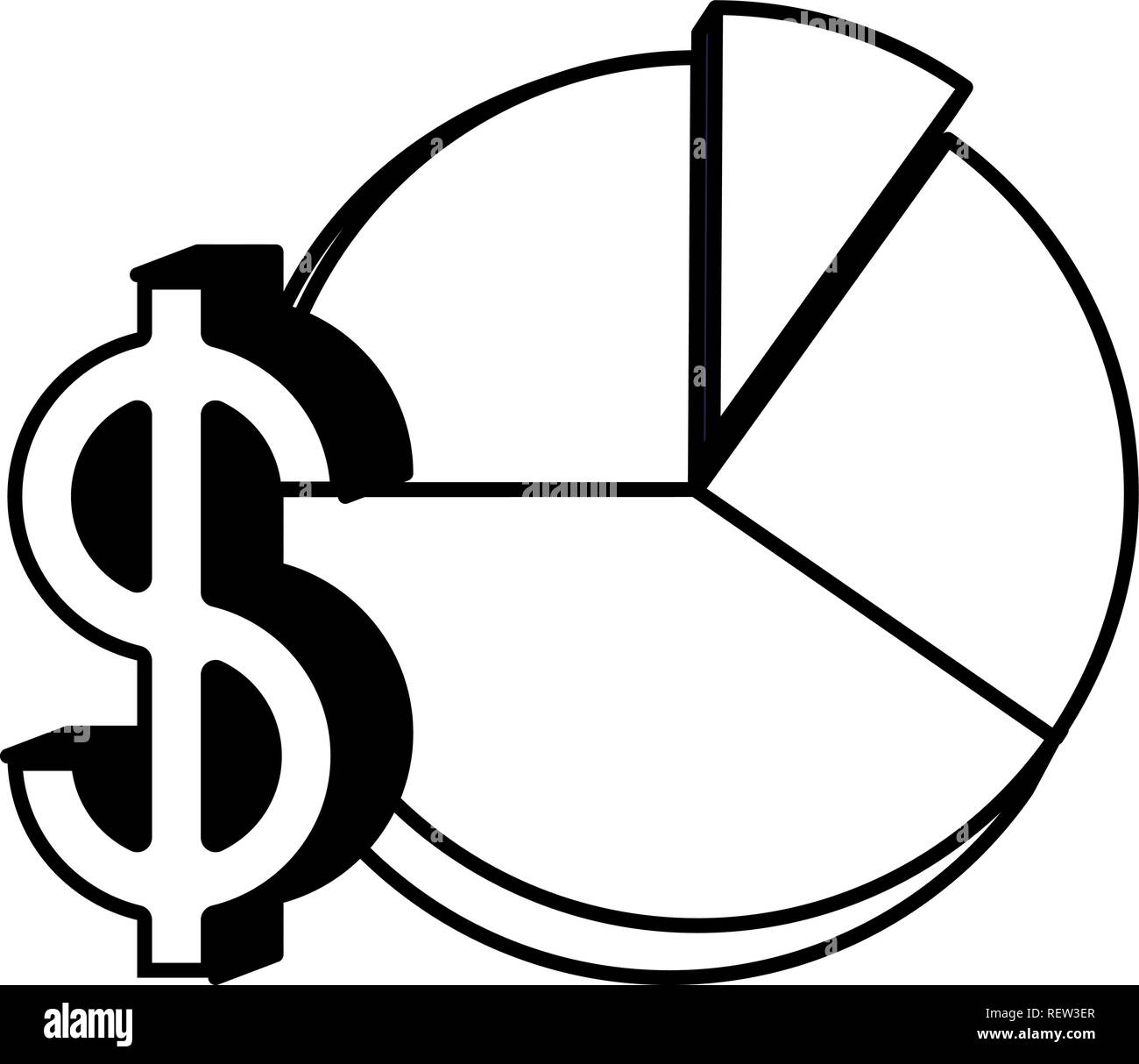 money symbol and pie chart icon over white background, vector ...