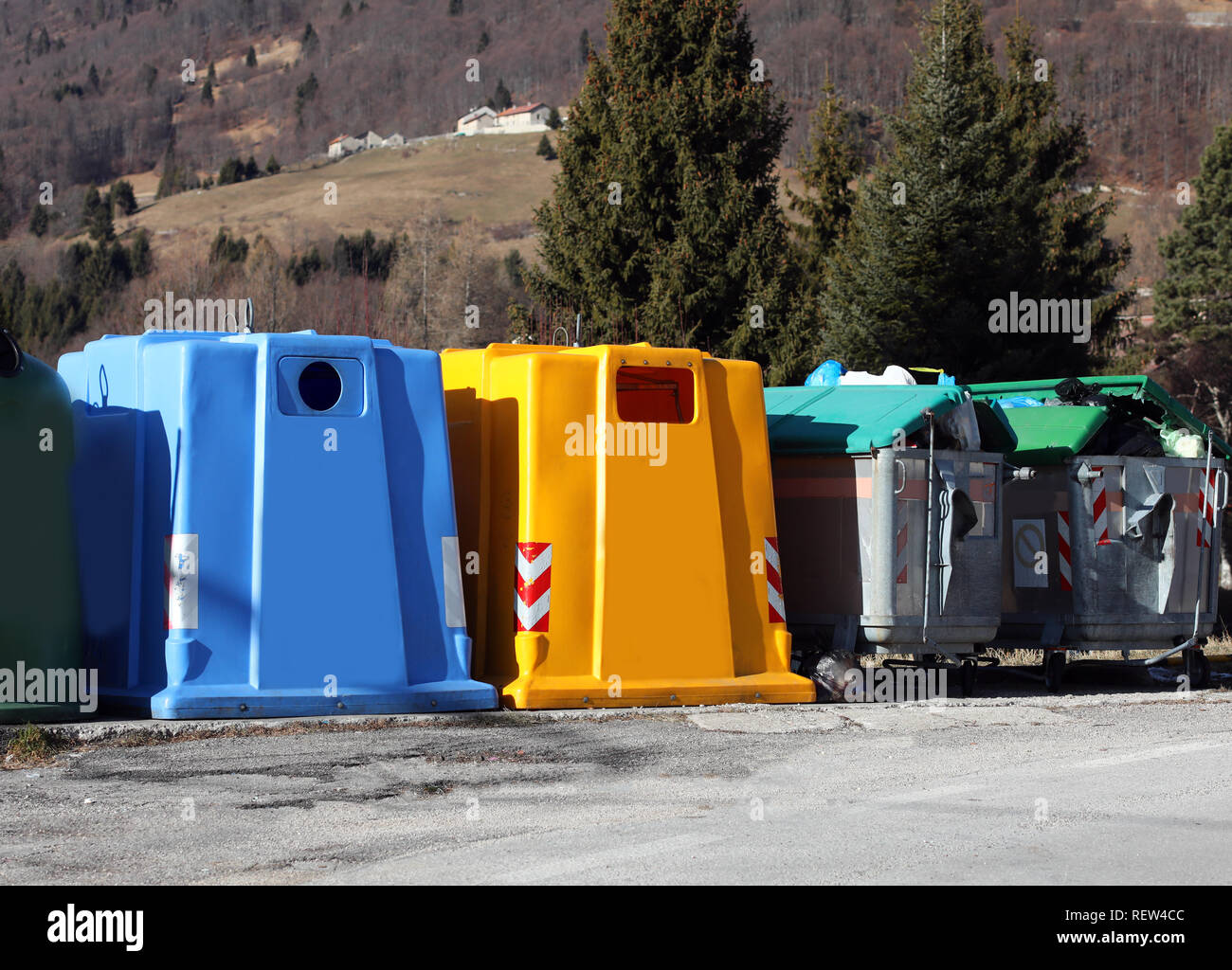 four bins for the collection of solid urban waste and also for the ...