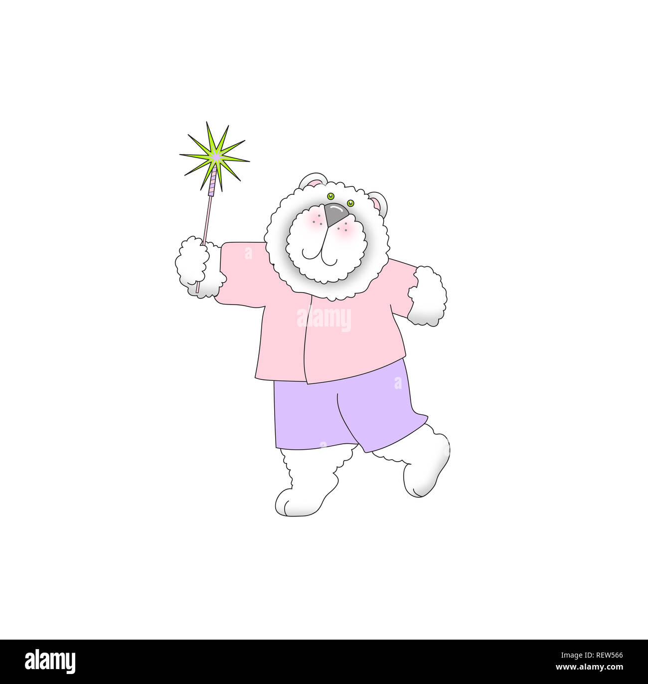 Illustration of a cute white bear wearing pink and lavender clothing ...