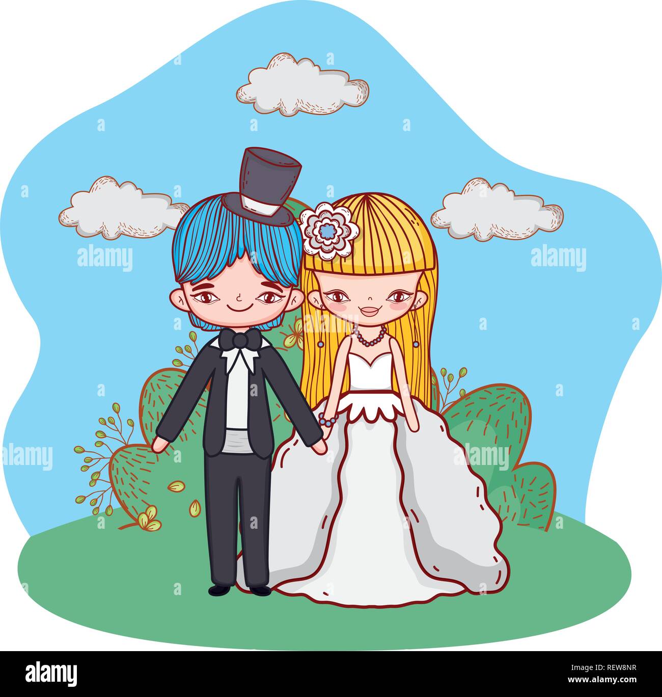 wedding portrait cartoon Stock Vector Image & Art - Alamy