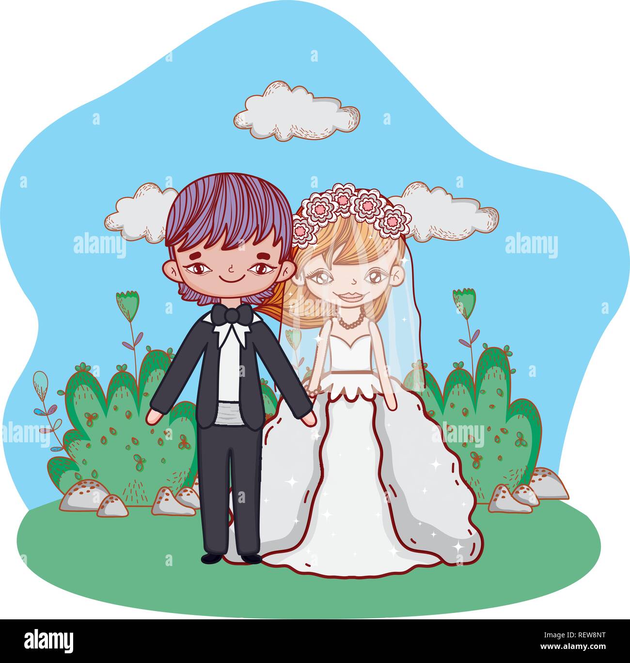 wedding portrait cartoon Stock Vector Image & Art - Alamy