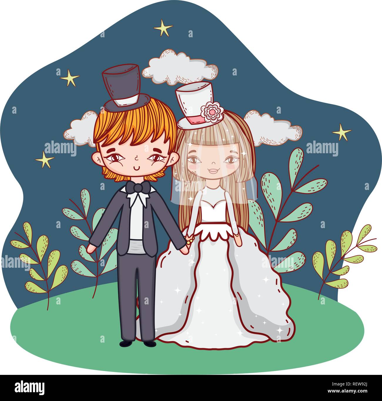 wedding portrait cartoon Stock Vector Image & Art - Alamy