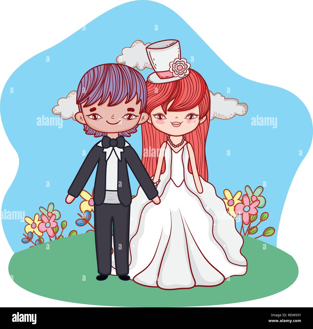 wedding portrait cartoon Stock Vector Image & Art - Alamy