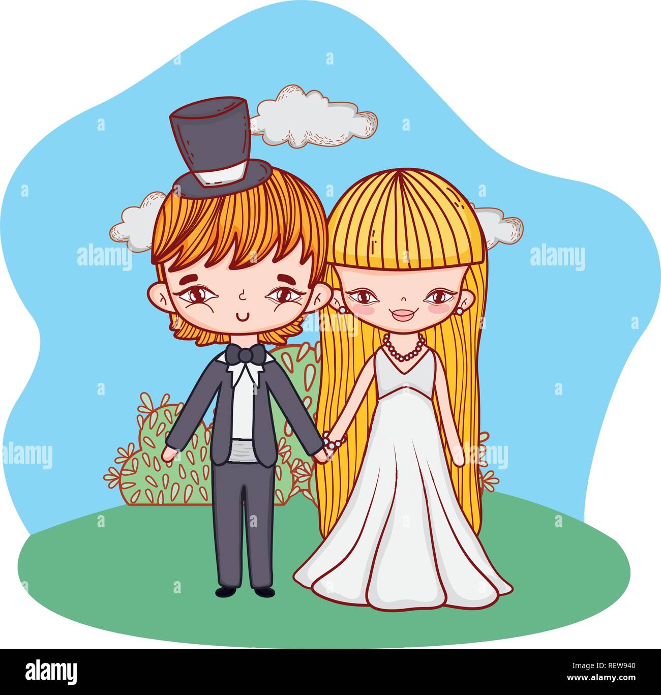 wedding portrait cartoon Stock Vector Image & Art - Alamy