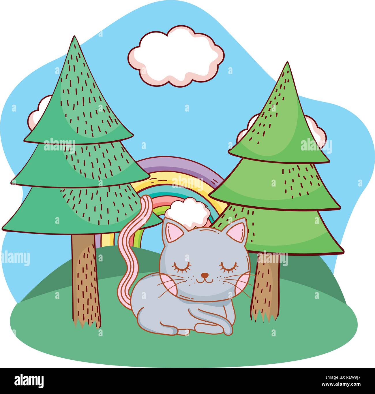 cute animal outdoors cartoon Stock Vector Image & Art - Alamy
