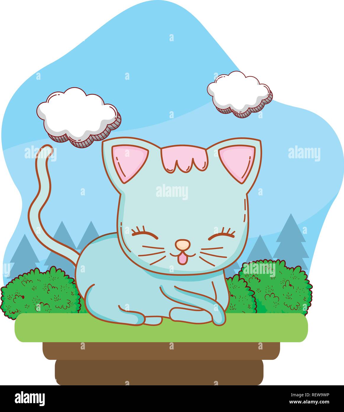 cute animal outdoors cartoon Stock Vector Image & Art - Alamy