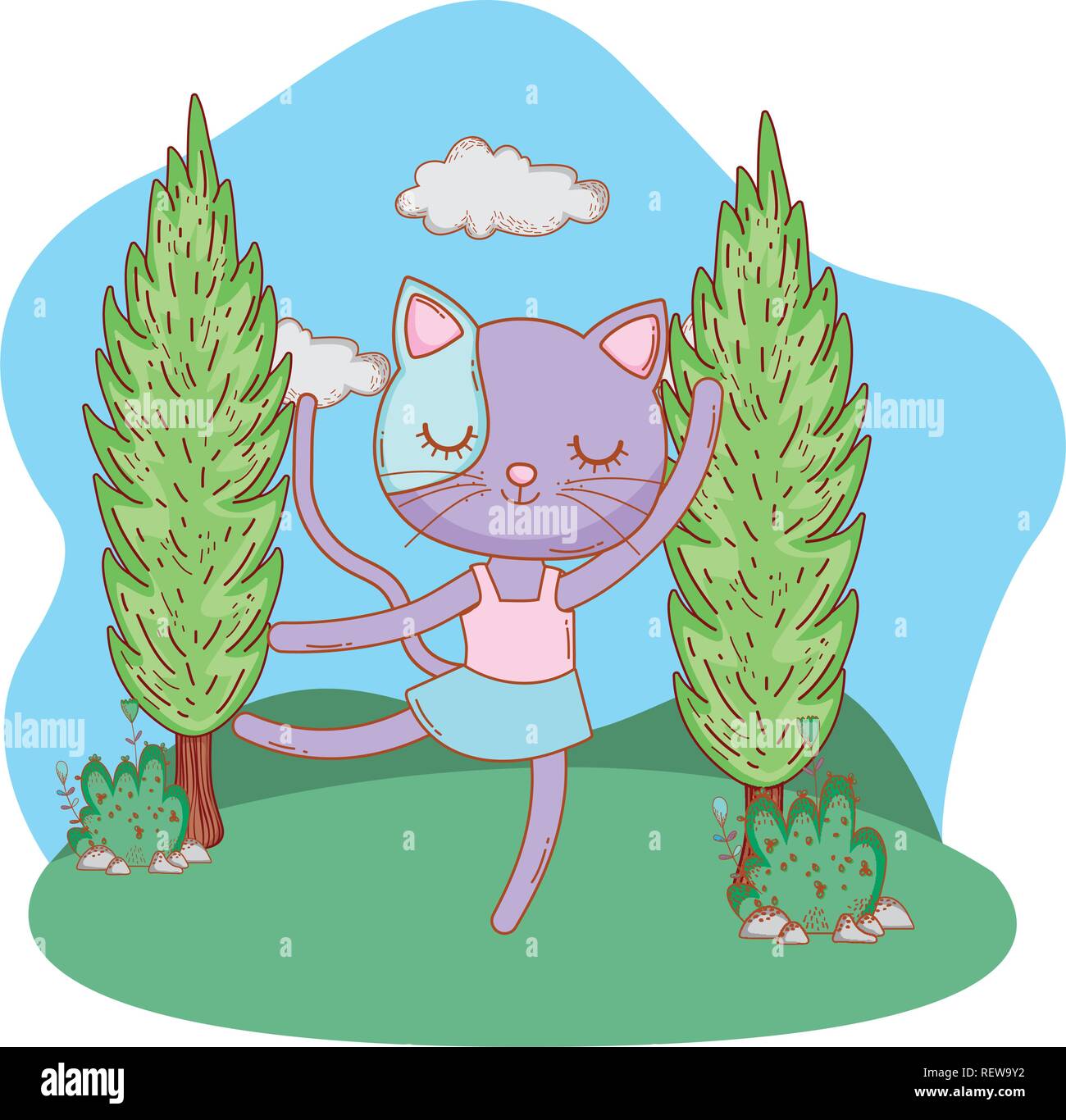 cat outdoors cartoon Stock Vector Image & Art - Alamy