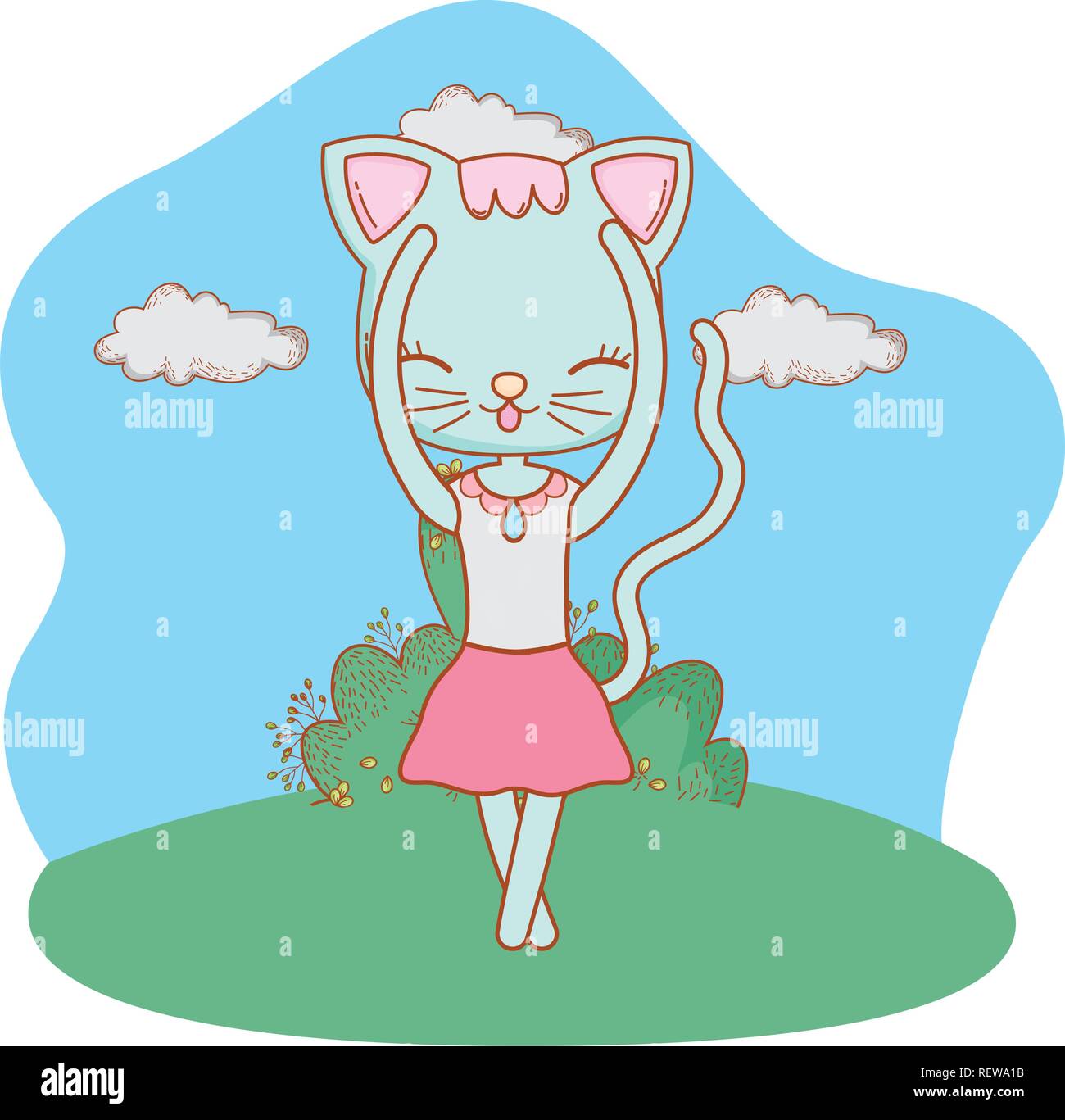 cat outdoors cartoon Stock Vector Image & Art - Alamy