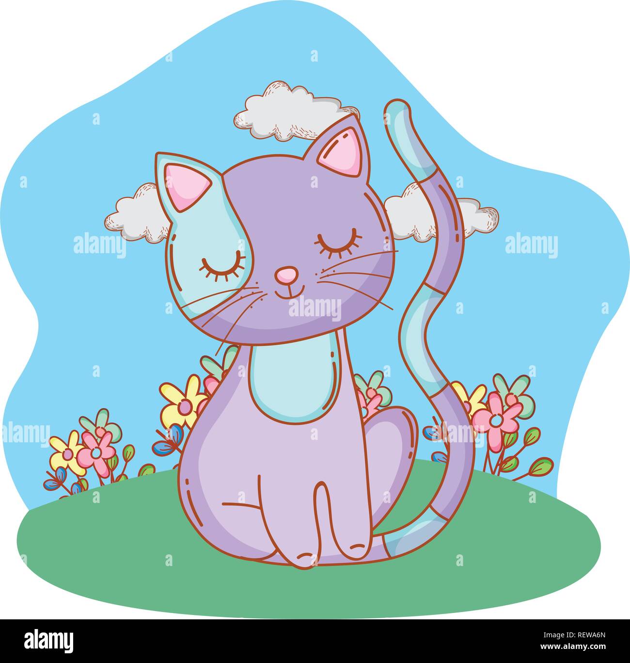 cute animal outdoors cartoon Stock Vector Image & Art - Alamy