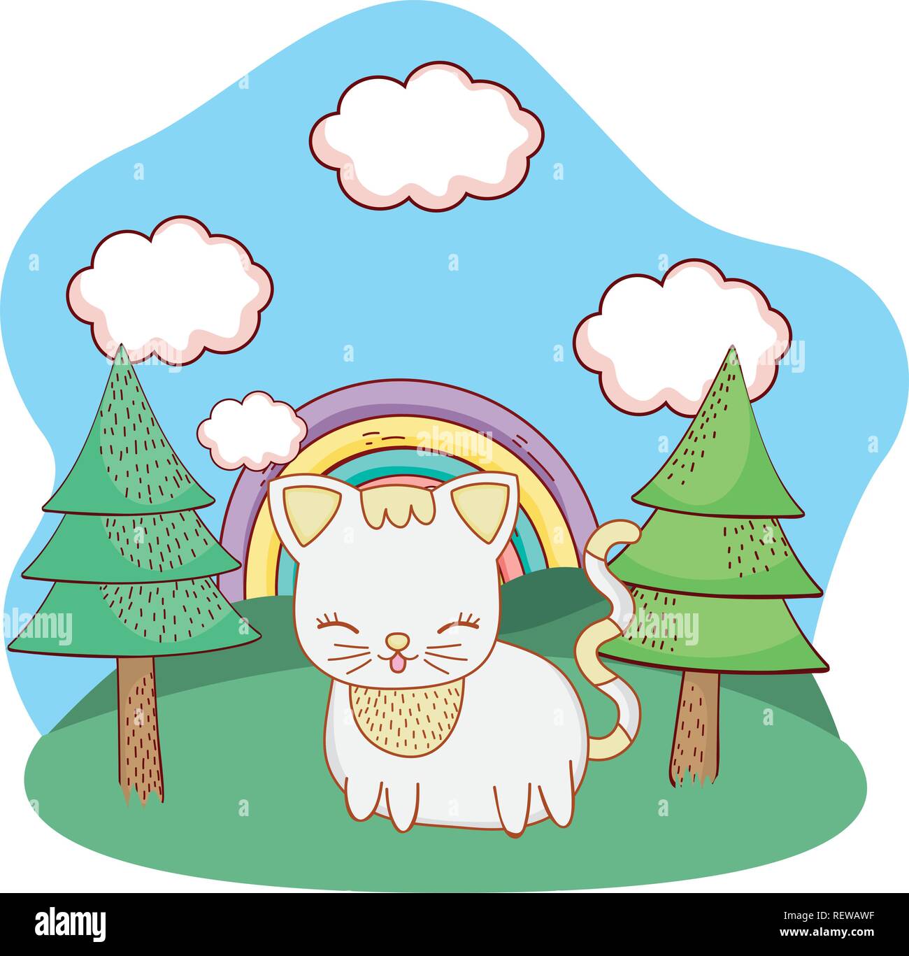 cute animal outdoors cartoon Stock Vector Image & Art - Alamy