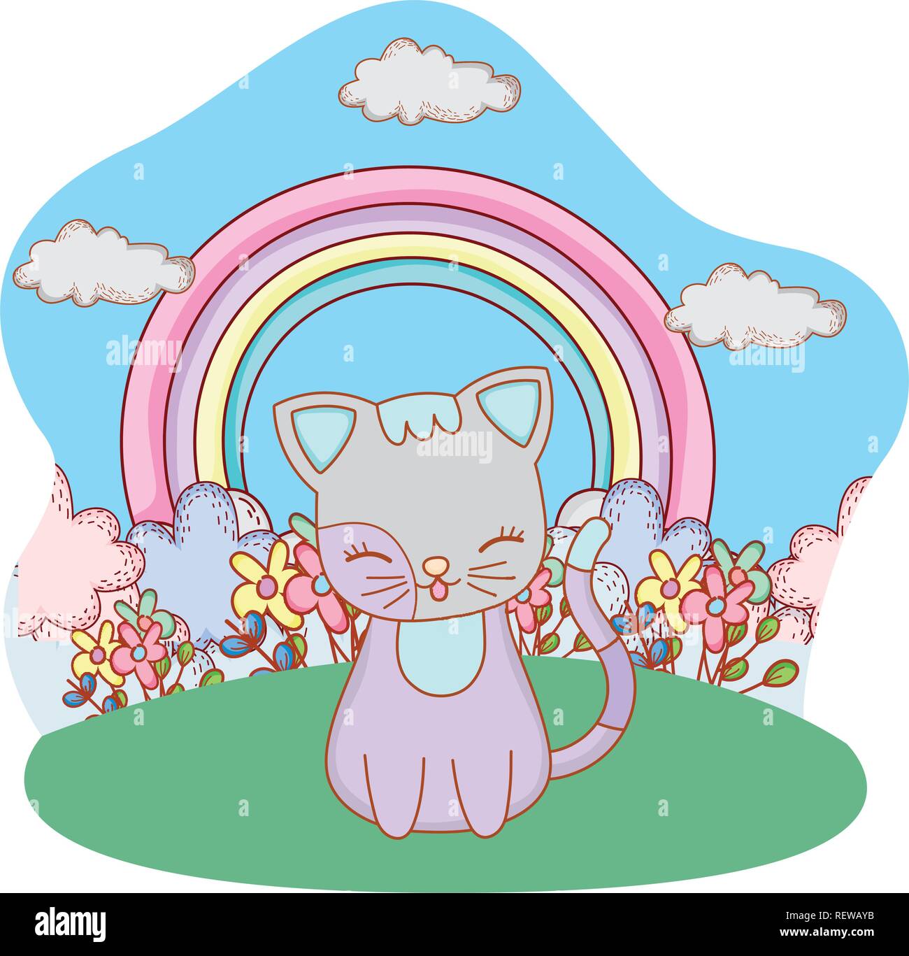 cute animal outdoors cartoon Stock Vector Image & Art - Alamy