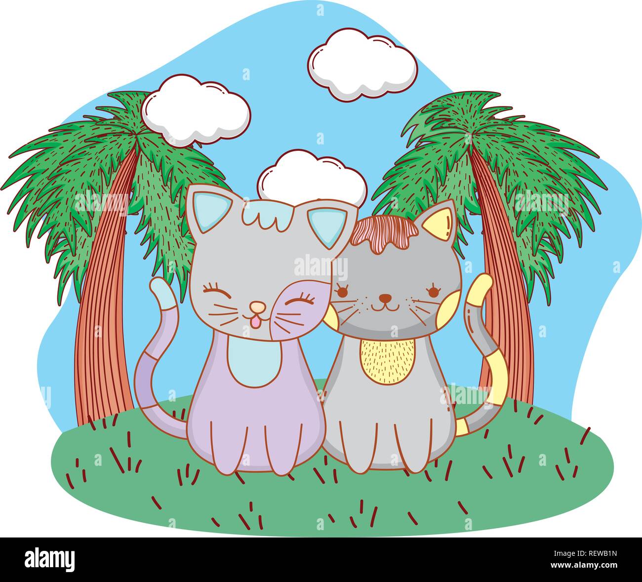 cat outdoors cartoon Stock Vector Image & Art - Alamy