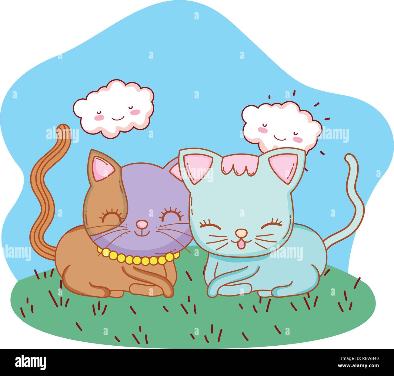 Cat Outdoors Cartoon Stock Vector Image And Art Alamy
