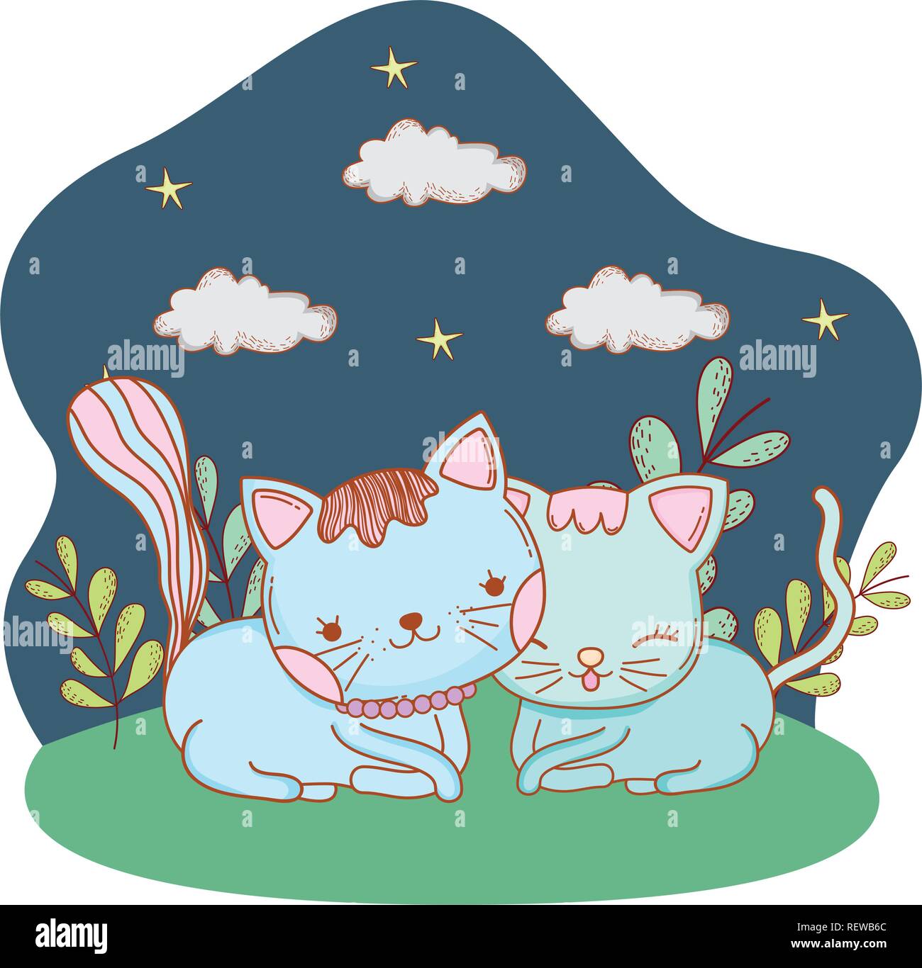 cute animal outdoors cartoon Stock Vector Image & Art - Alamy