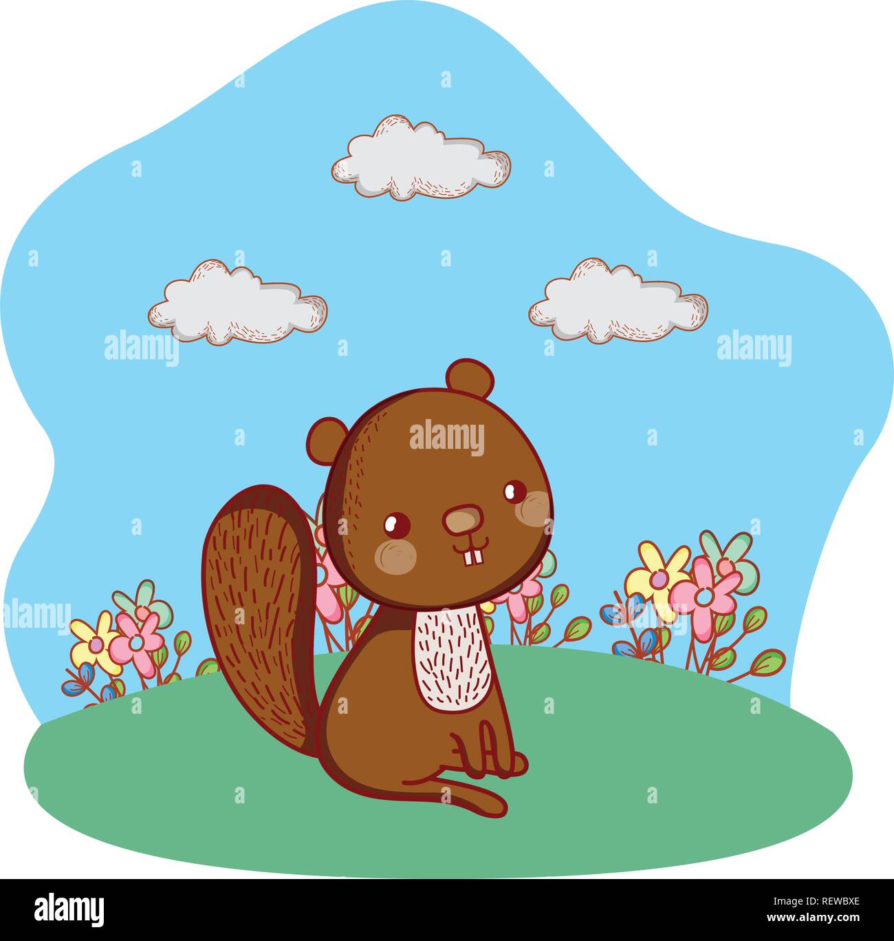 cute animal outdoors cartoon Stock Vector Image & Art - Alamy