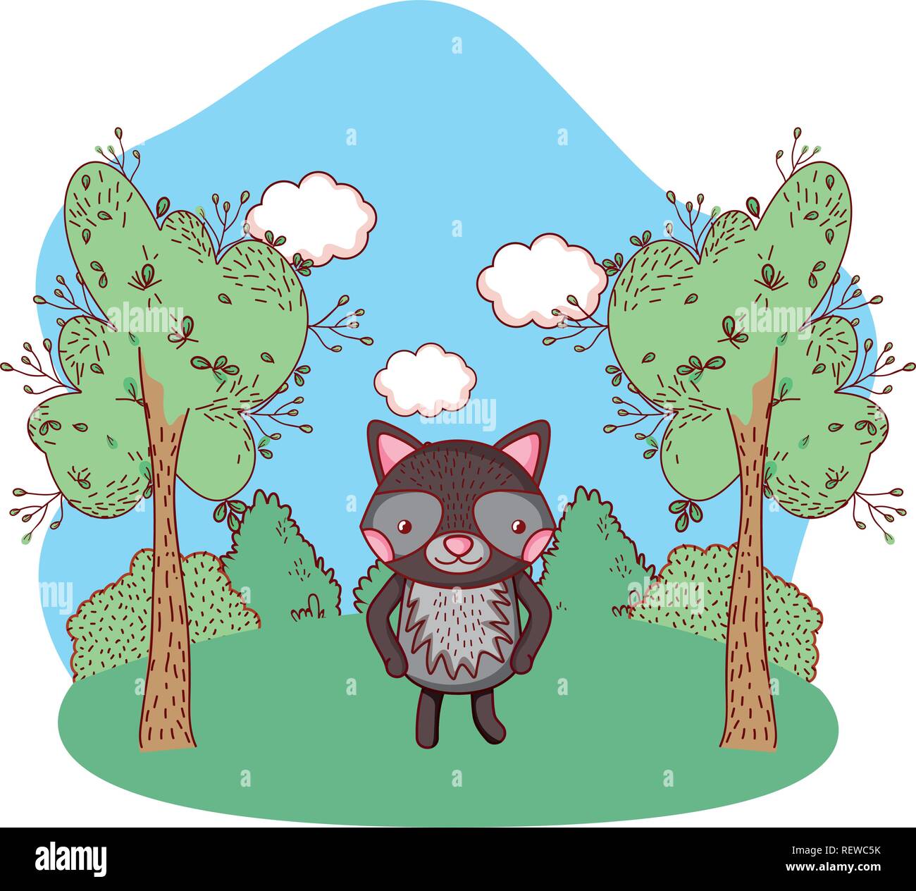 cute animal outdoors cartoon Stock Vector Image & Art - Alamy