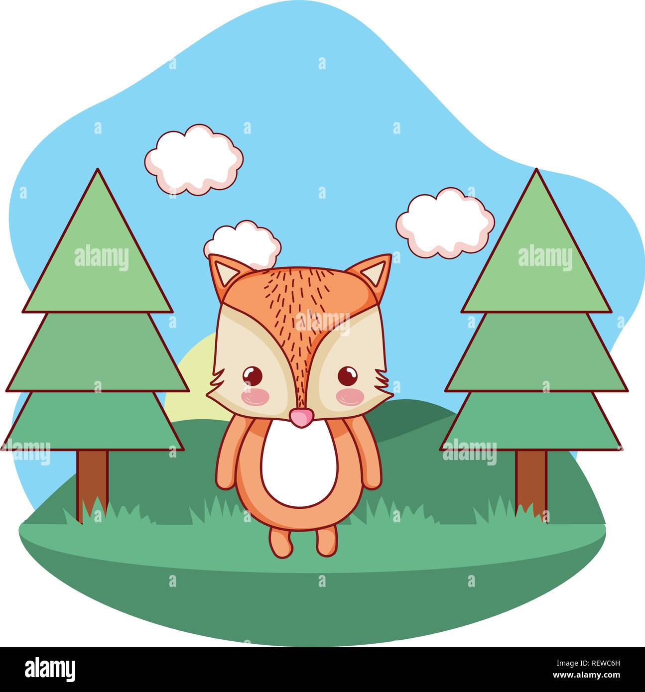 cute animal outdoors cartoon Stock Vector Image & Art - Alamy