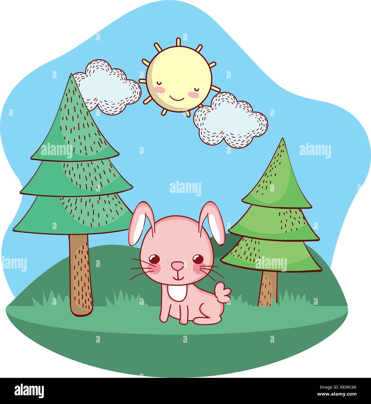 cute animal outdoors cartoon Stock Vector Image & Art - Alamy