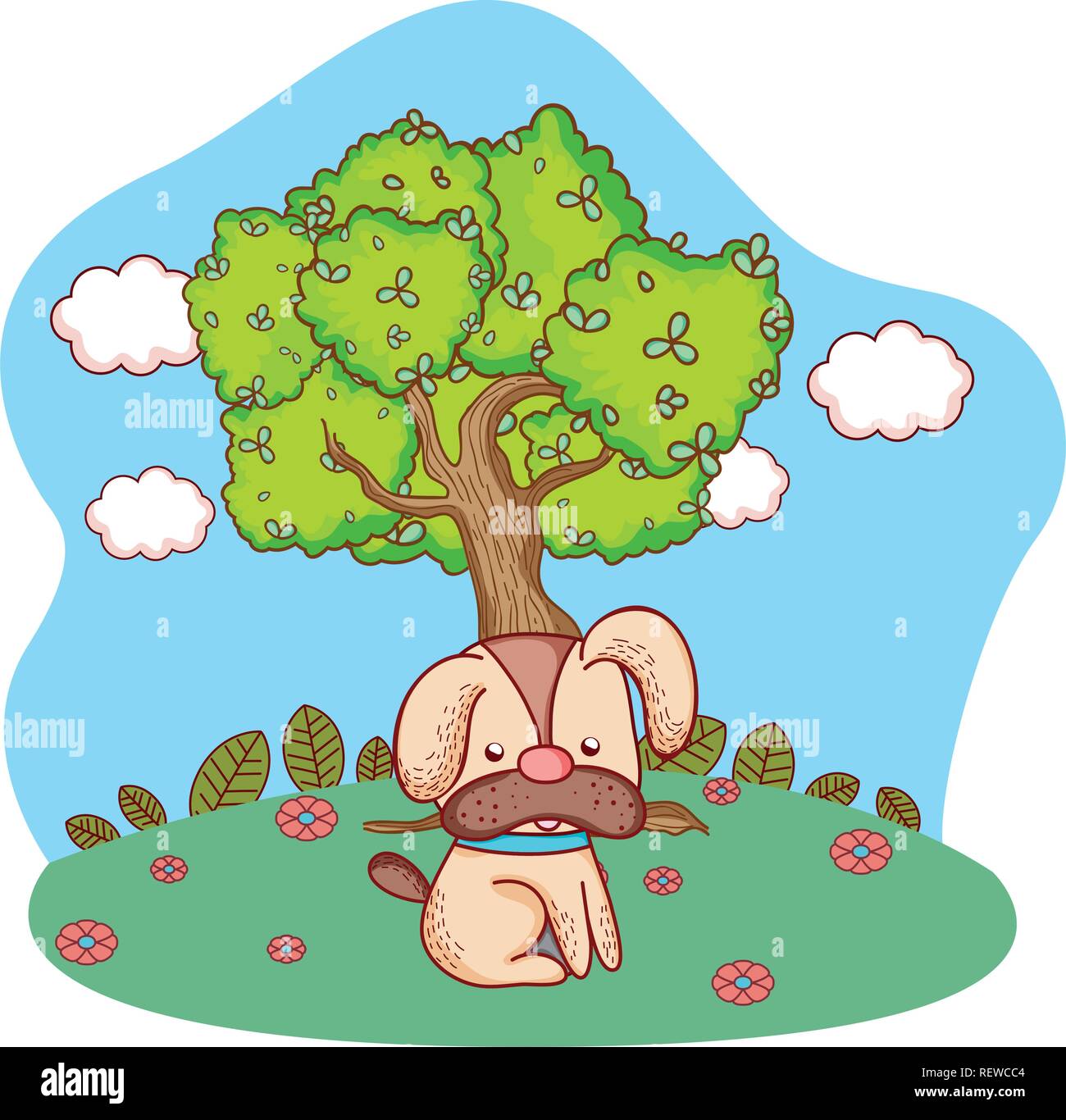 cute animal outdoors cartoon Stock Vector Image & Art - Alamy