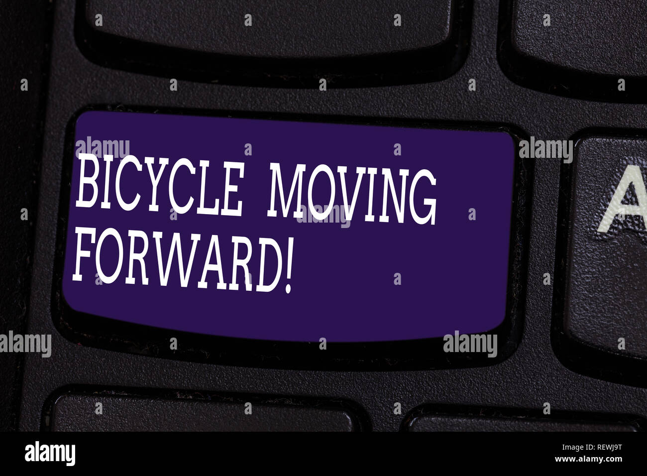 Text sign showing Bicycle Moving Forward. Conceptual photo To keep your ...