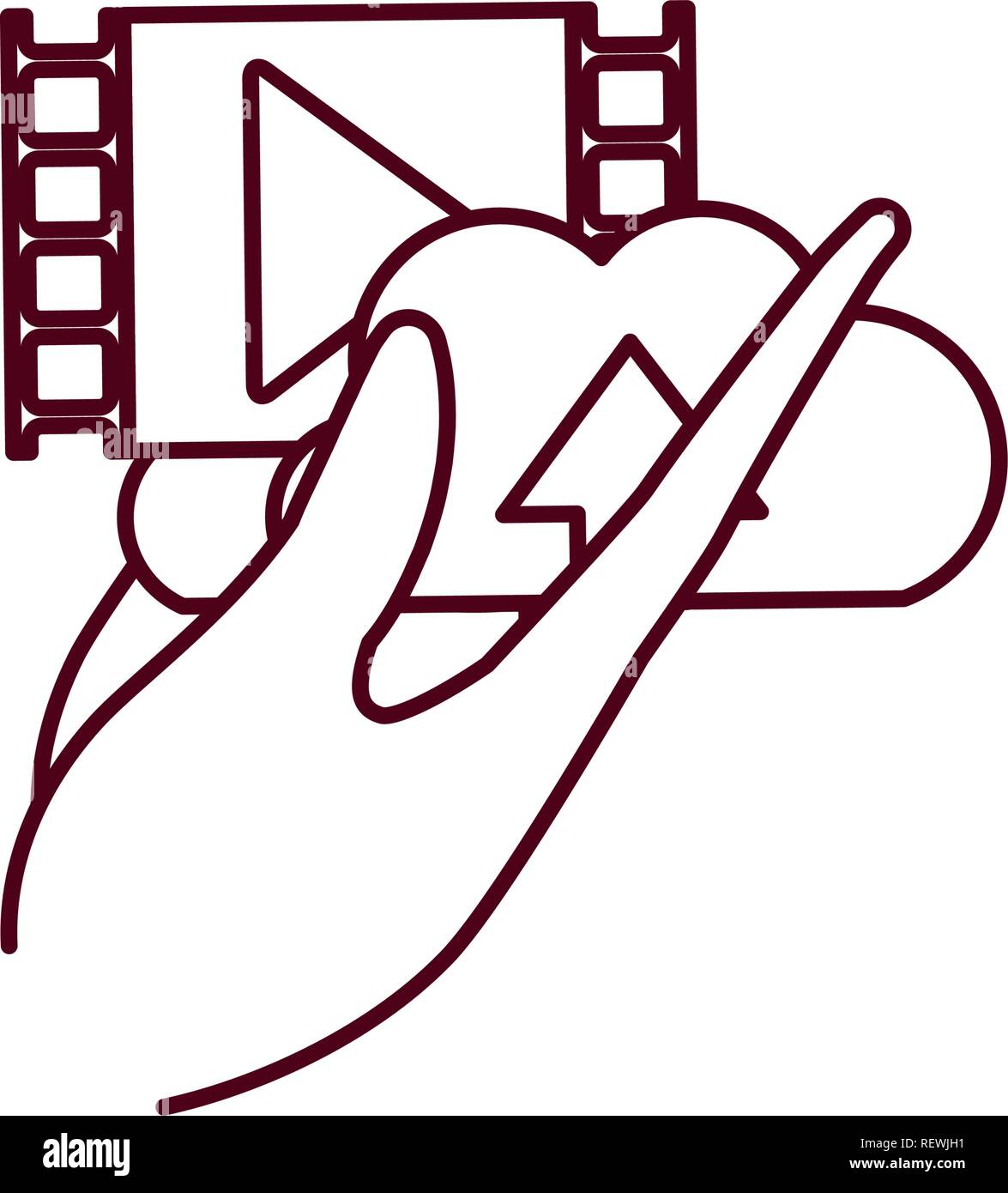 hand with cinema frame isolated icon Stock Vector Image & Art - Alamy