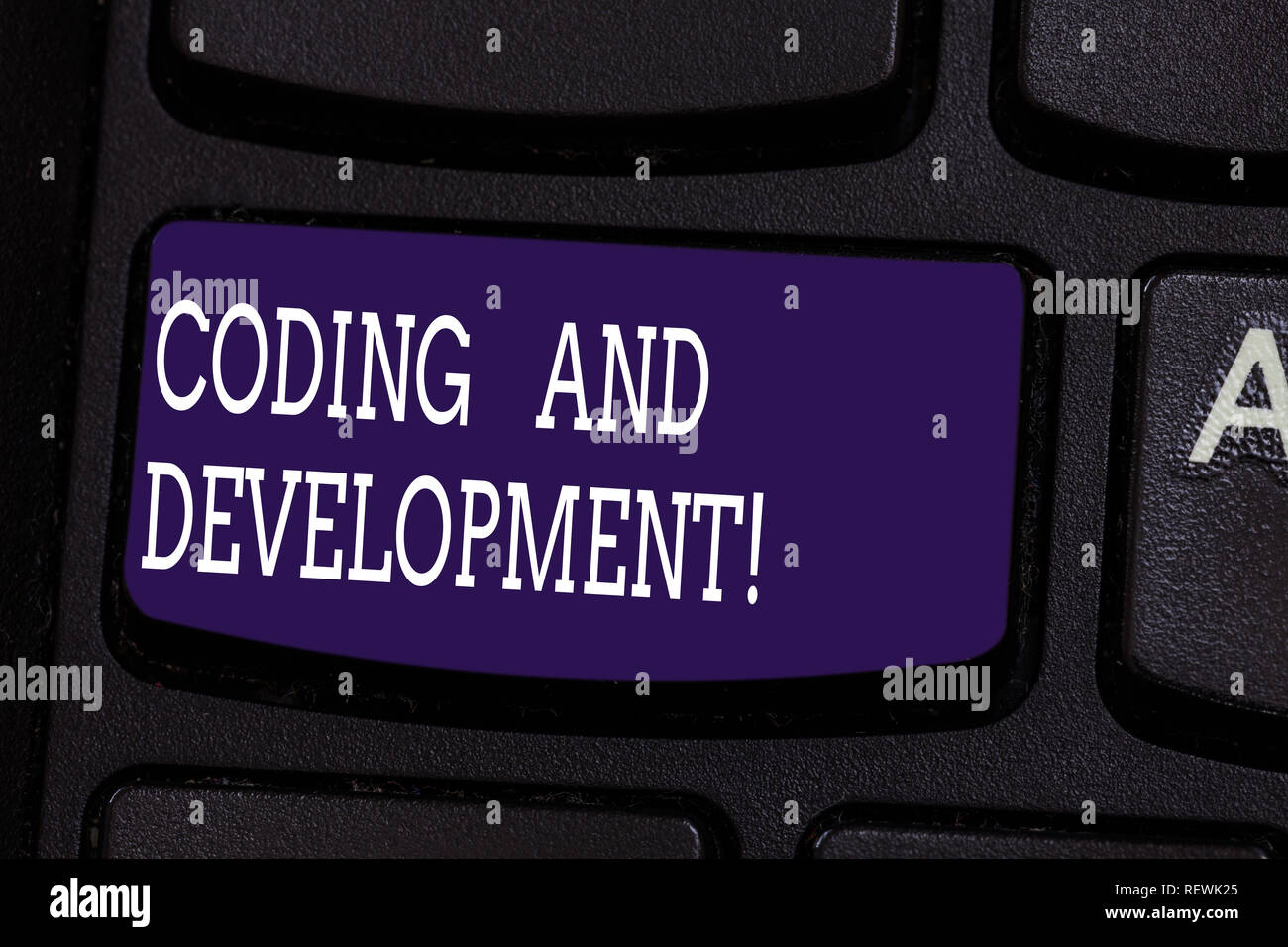 Text sign showing Coding And Development. Conceptual photo To program ...