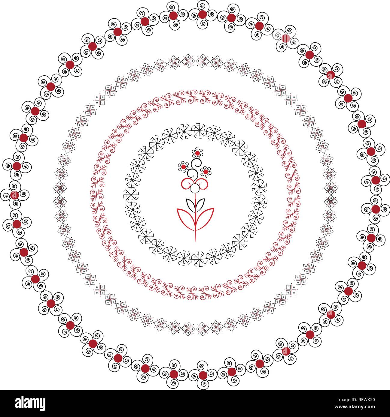 Set with decorative elements of cosmogonic traditional folk art of ...