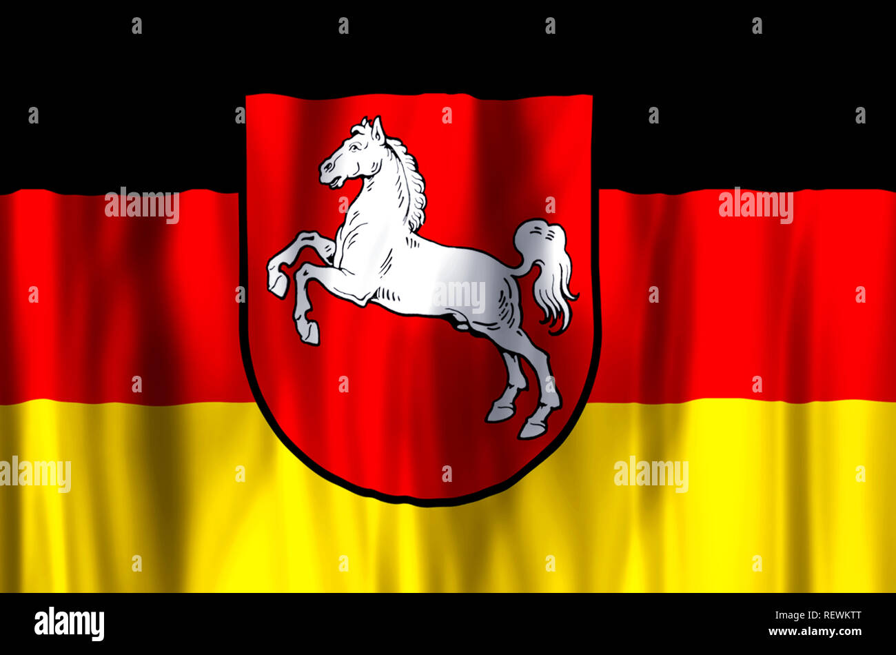 Lower Saxony stylish waving and closeup flag illustration. Perfect for ...
