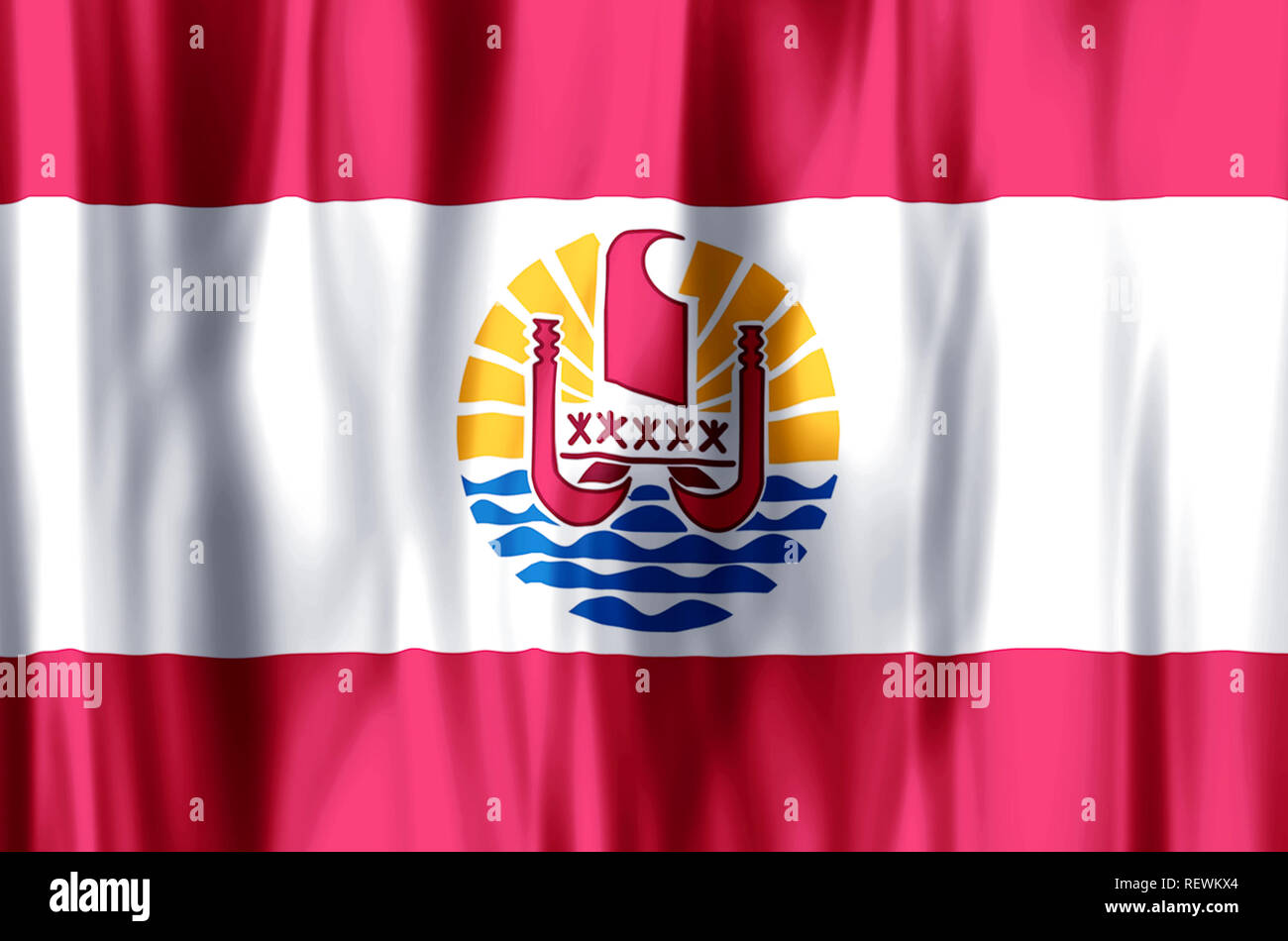 French Polynesia stylish waving and closeup flag illustration. Perfect ...