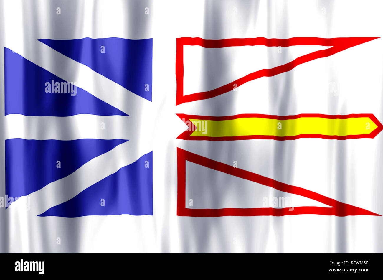 Newfoundland And Labrador stylish waving and closeup flag illustration ...