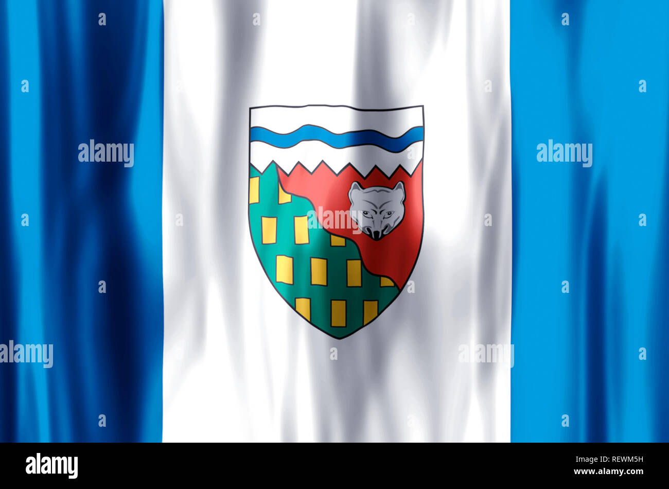 Northwest Territories stylish waving and closeup flag illustration ...