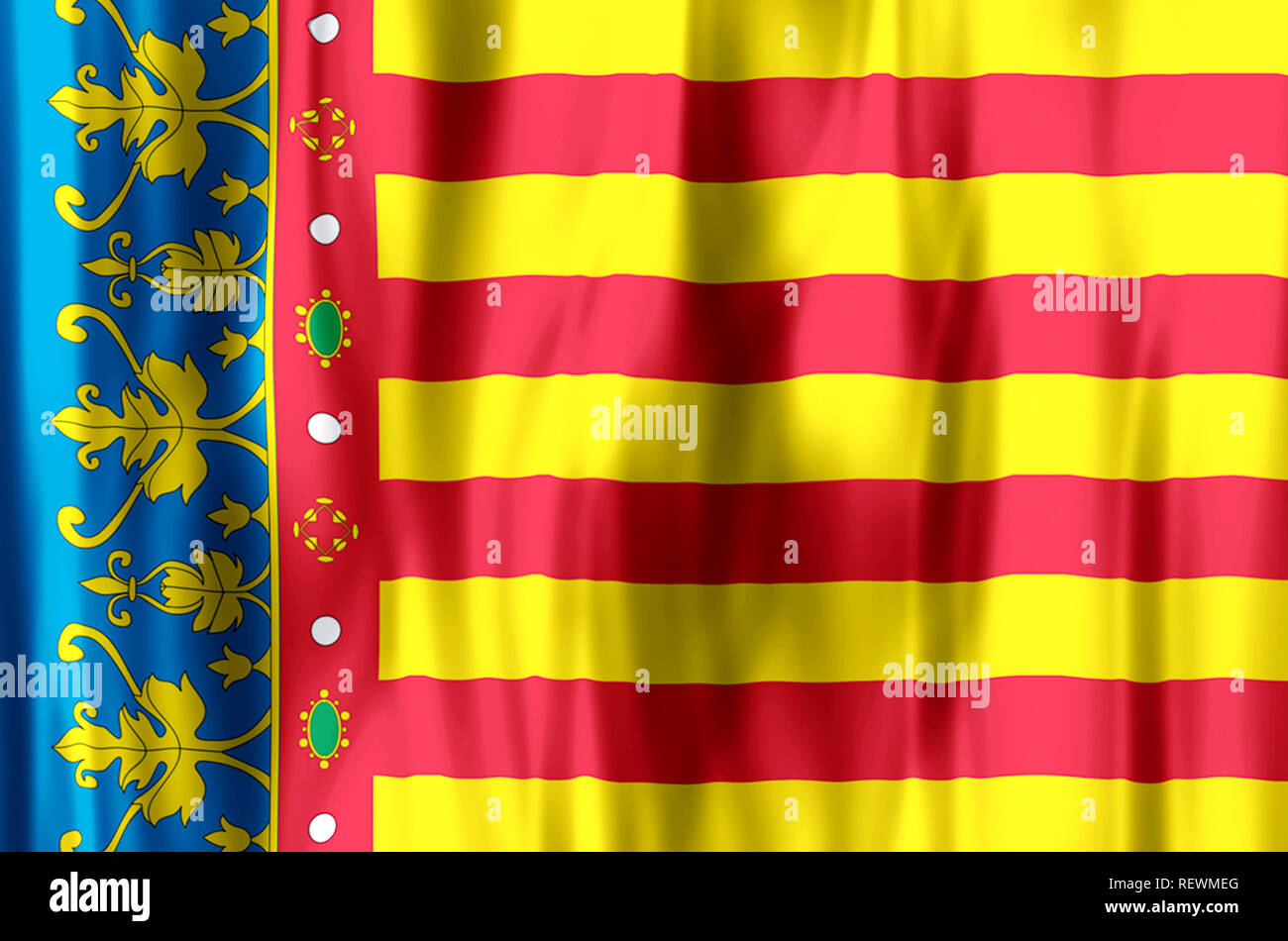 Valencia stylish waving and closeup flag illustration. Perfect for ...