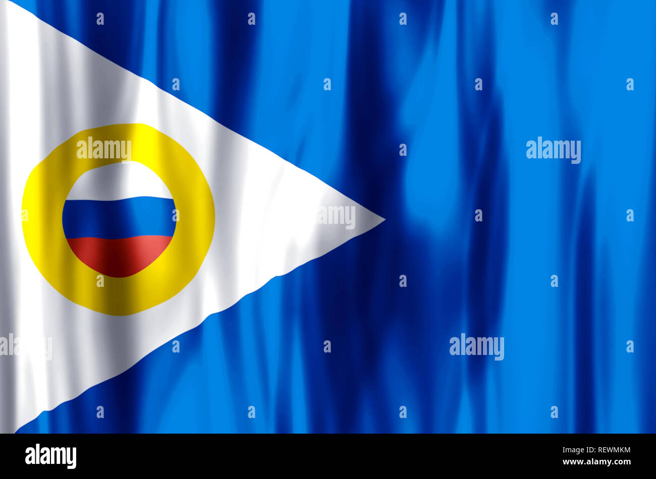Chukotka stylish waving and closeup flag illustration. Perfect for ...
