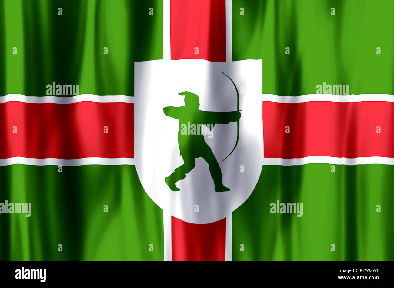 County Nottinghamshire stylish waving and closeup flag illustration ...