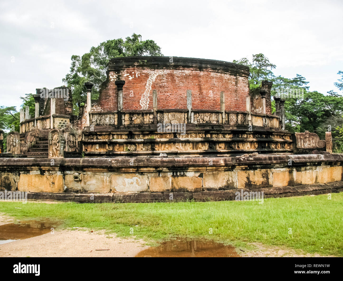 Polonnaruwa, Sri Lanka. The ruins of an ancient temple, traces of an ...