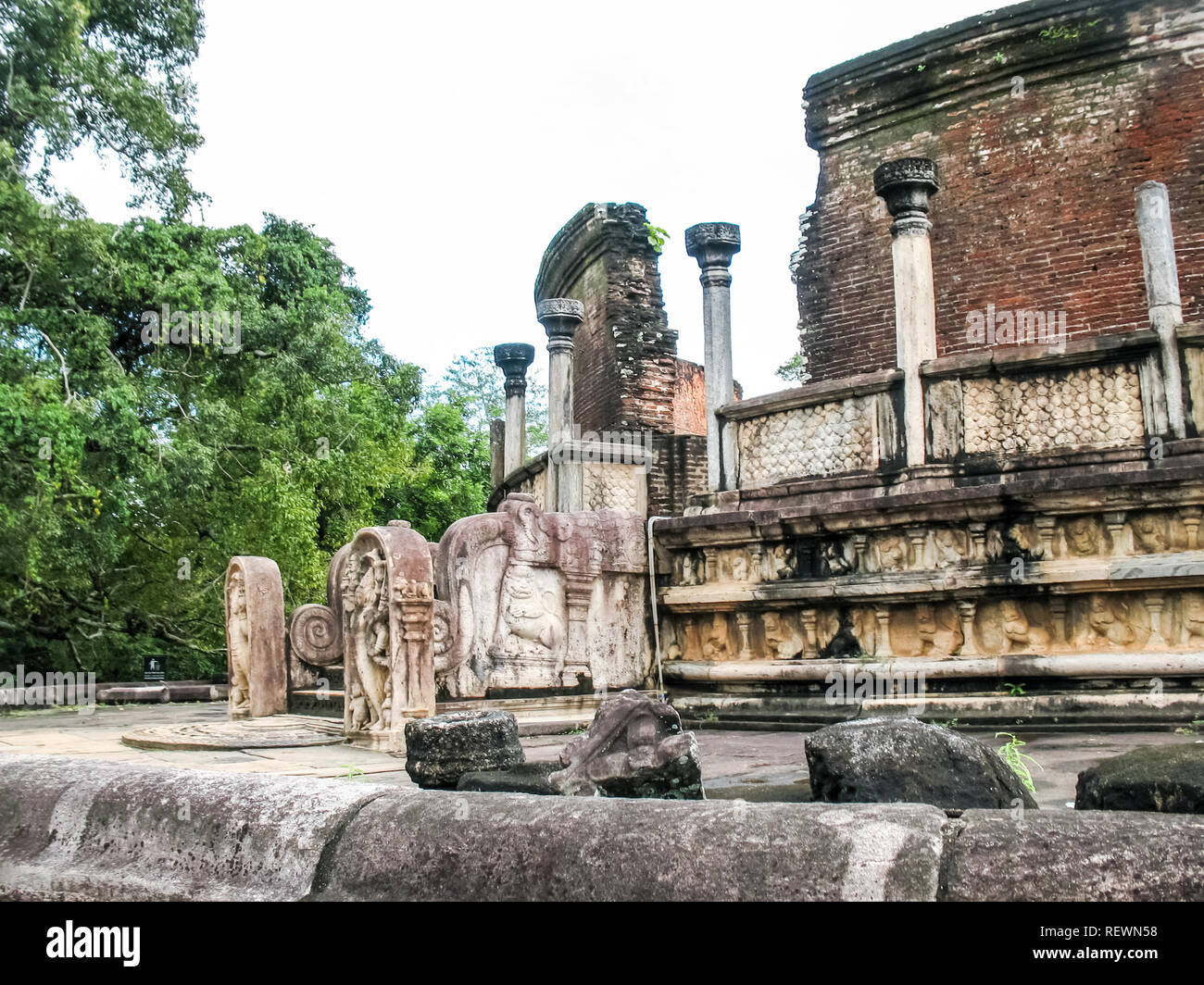 Polonnaruwa, Sri Lanka. The ruins of an ancient temple, traces of an ...