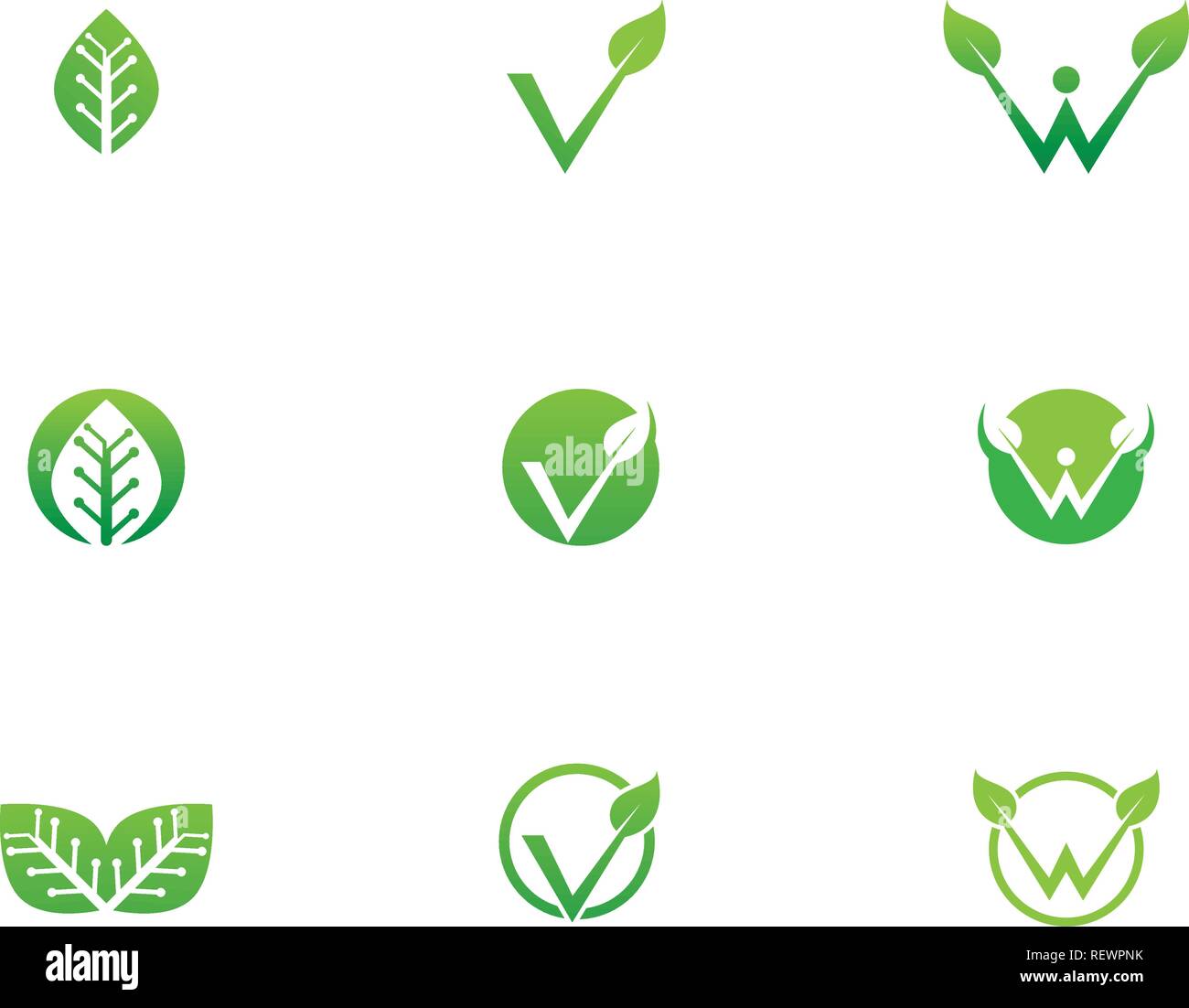 leaf green nature logo and symbol template Vector Stock Vector Image ...