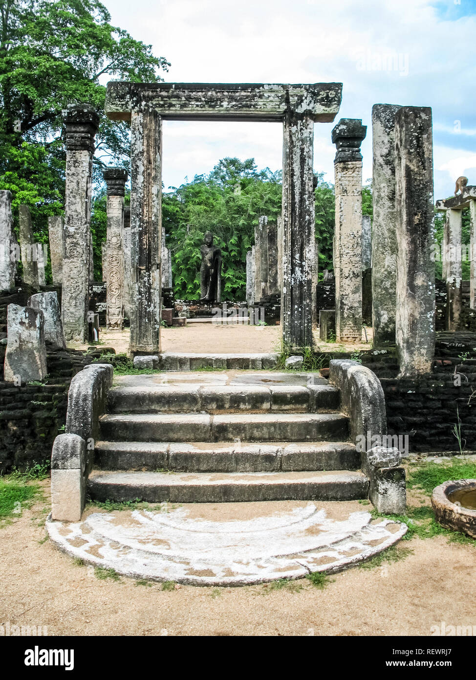 Polonnaruwa, Sri Lanka. The ruins of an ancient temple, traces of an ...